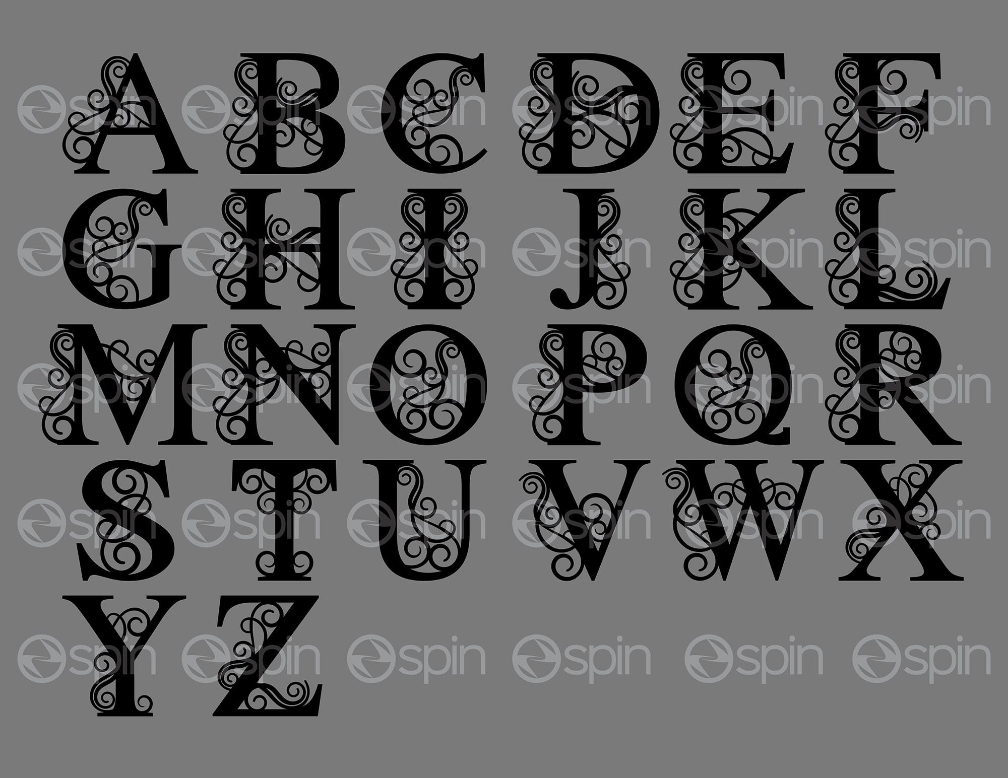 Swirl Letter Set Full Alphabet Digital Cut File SVG | Etsy