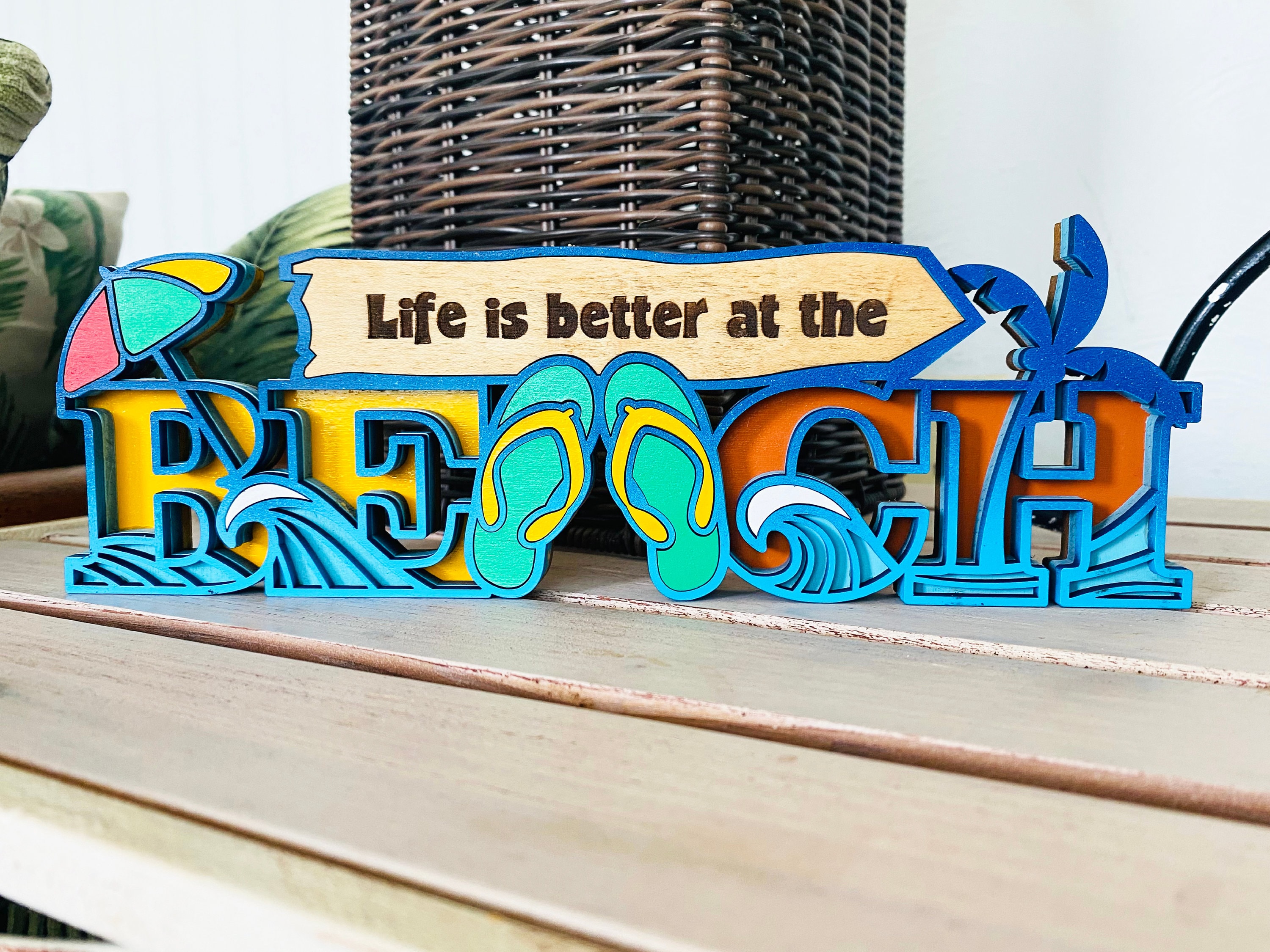 Beach Sign and Stands - Laser Cut Files - Glowforge and All Lasers - Etsy