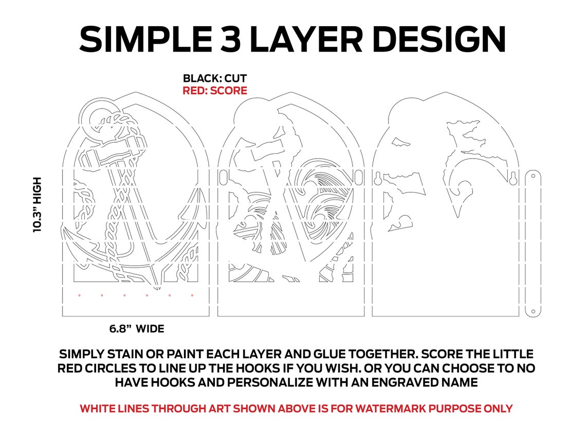 Anchor Arch Key Hanger or Decor - Laser Ready File - Glowforge and All ...