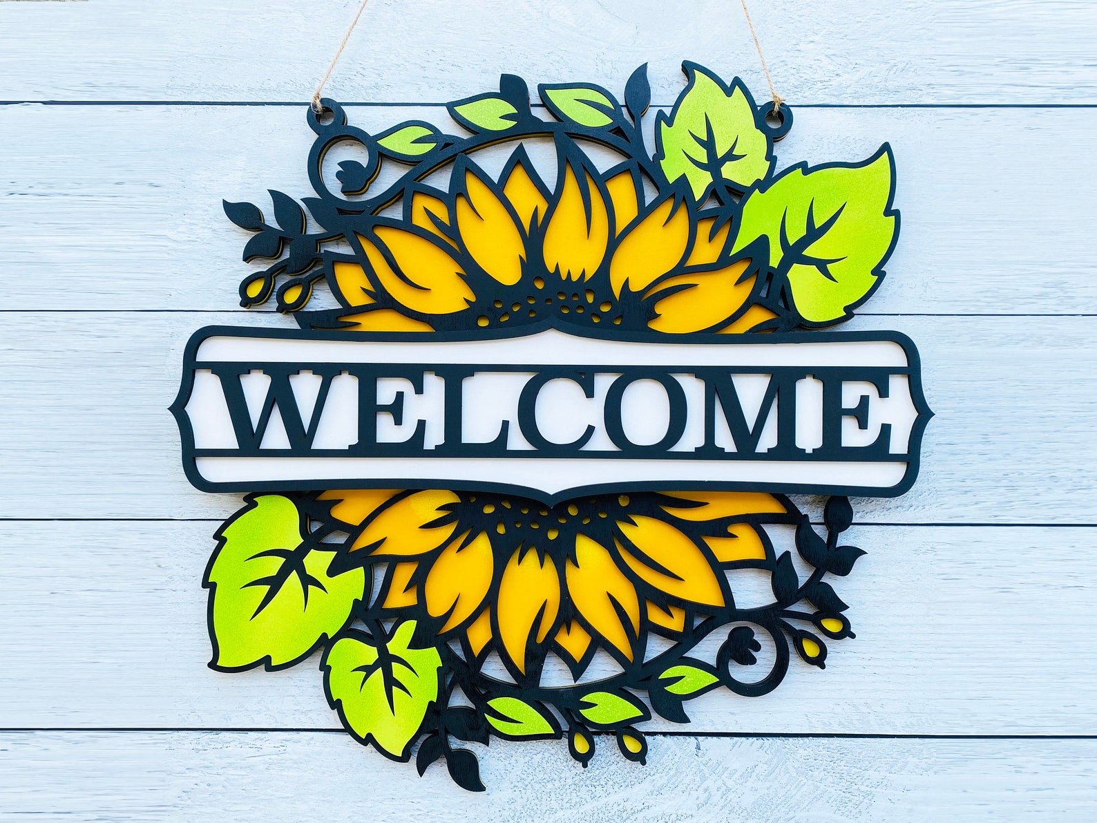 Sunflower With Leaves Sign - Multi-layer Assemble and Non Assemble ...