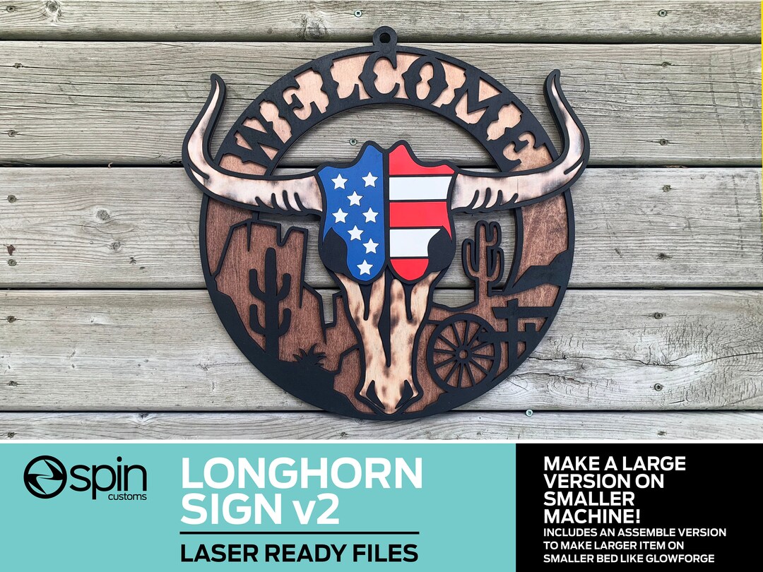 Longhorn Sign Version 2 - Multi-layer Assemble and Non Assemble - Laser ...