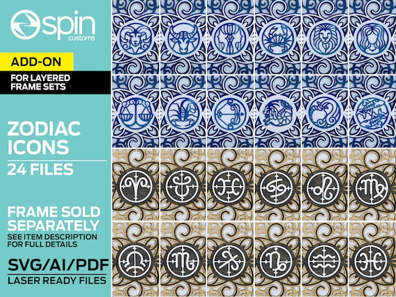Zodiac Art for Layered Frame Sets ADD ON FILE Laser Ready - Etsy