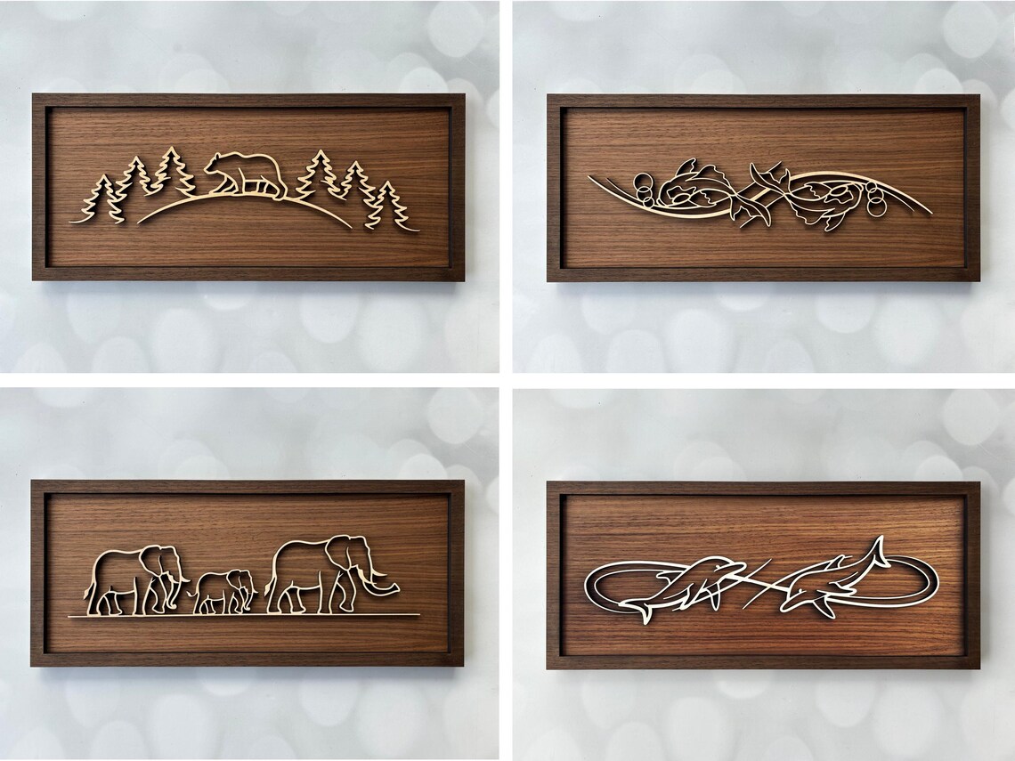 Animals Line Art Signs - 8 Designs - Glowforge and Lightburn Tested ...