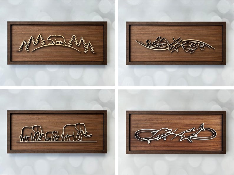 Animals Line Art Signs - 8 Designs - Glowforge and Lightburn Tested ...