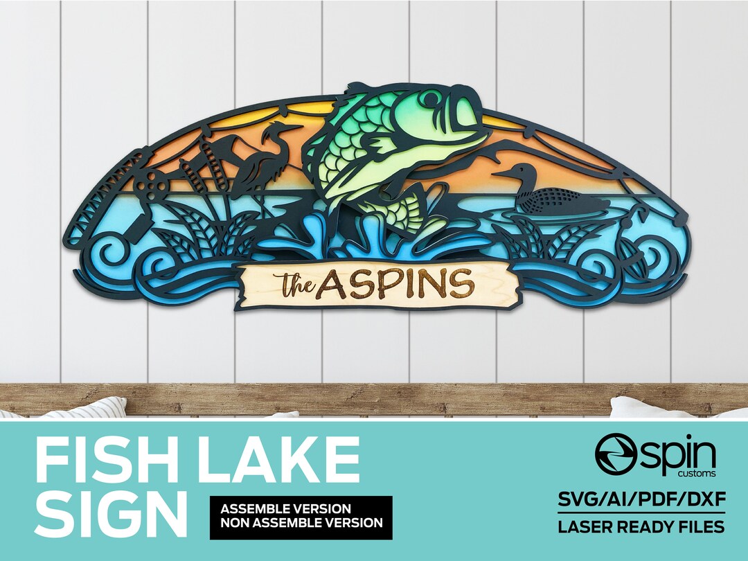 Fishing/lake Life Sign - Horizontal Design - Assemble and Non Assemble ...
