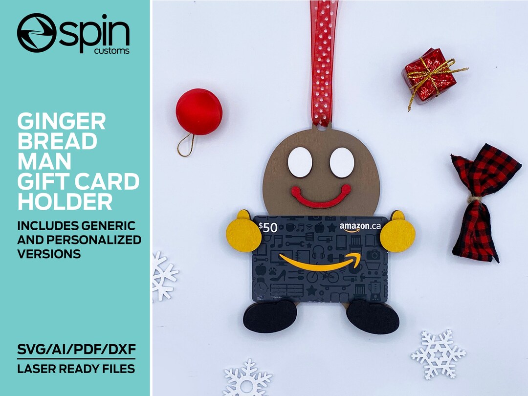 Gingerbread Man Gift Card Holder Ornament - Laser Cut File - Digital ...