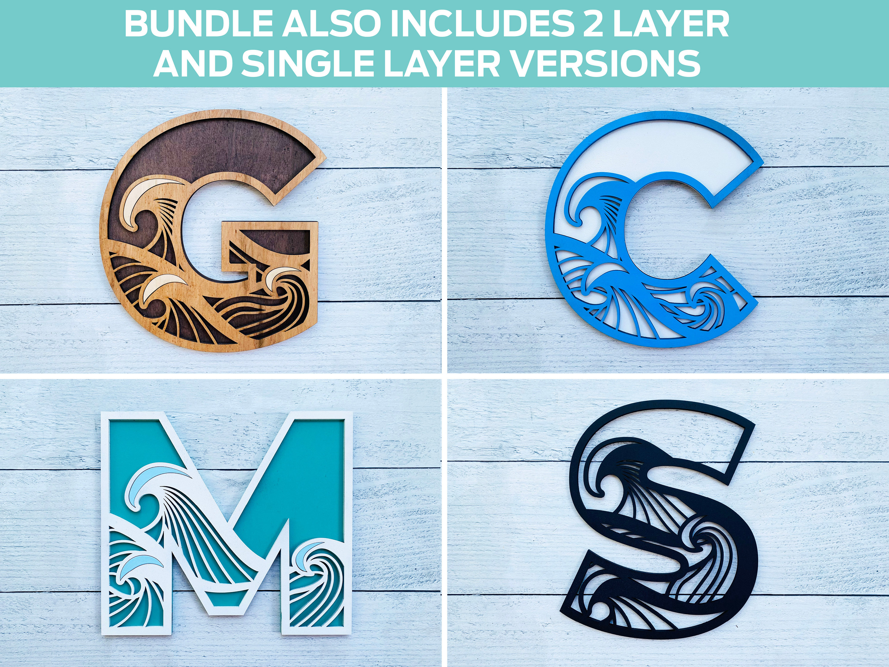 Wave Letters - Options for Different Layers - Laser Cut Files ...