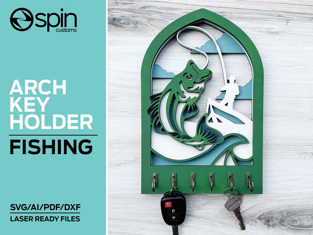Fishing Arch Key Hanger or Decor - Laser Ready File - Glowforge and All ...