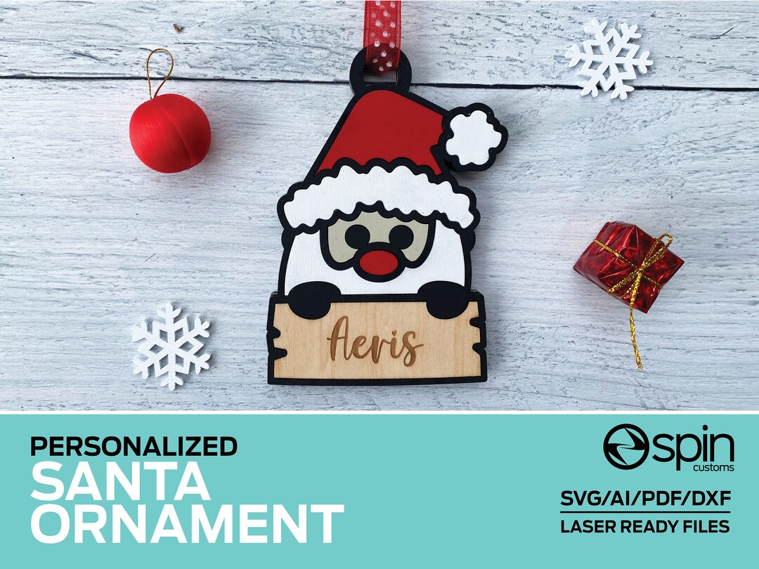 Santa Claus Christmas Ornament - Personalizable - Laser Ready File ...