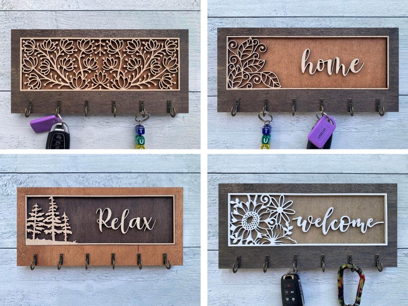 Decorative Key Holders Bundle - 14 Designs - Glowforge and Lightburn ...