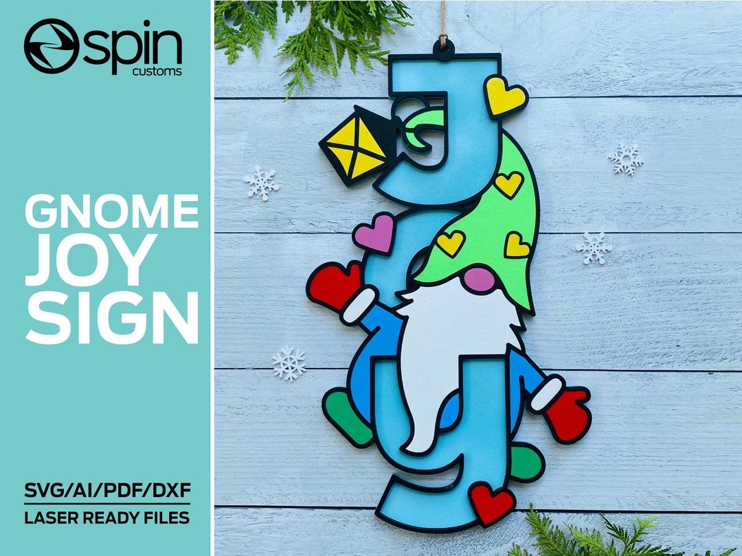 Gnome Joy Sign - Christmas - Laser Ready File - Glowforge and Other ...