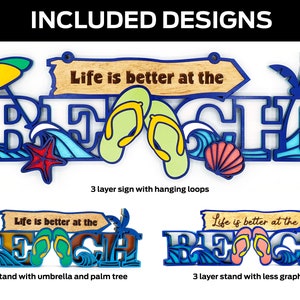 Beach Sign and Stands - Laser Cut Files - Glowforge and All Lasers - Etsy