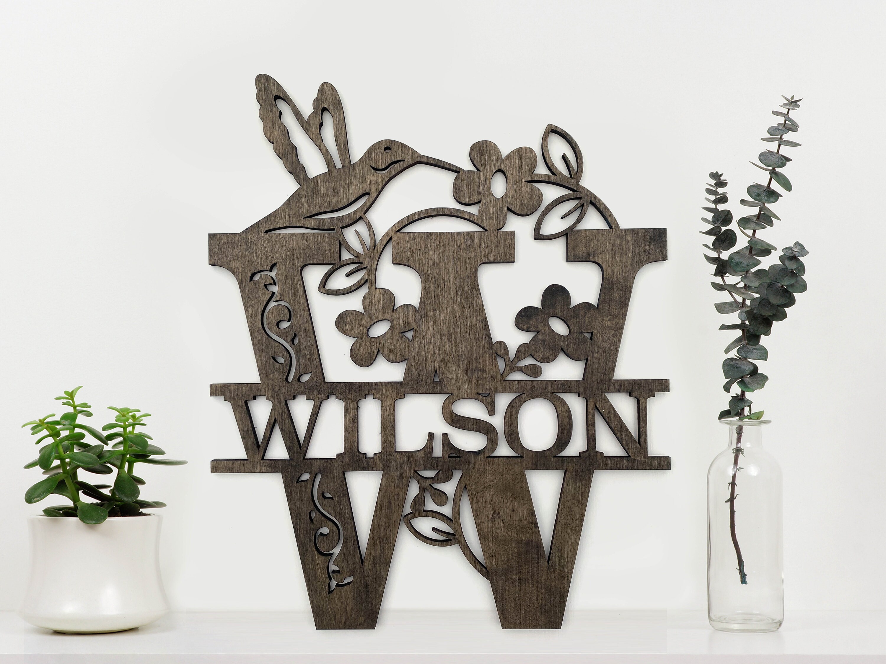 Monograma de letras divididas de colibrí Archivo listo para - Etsy México