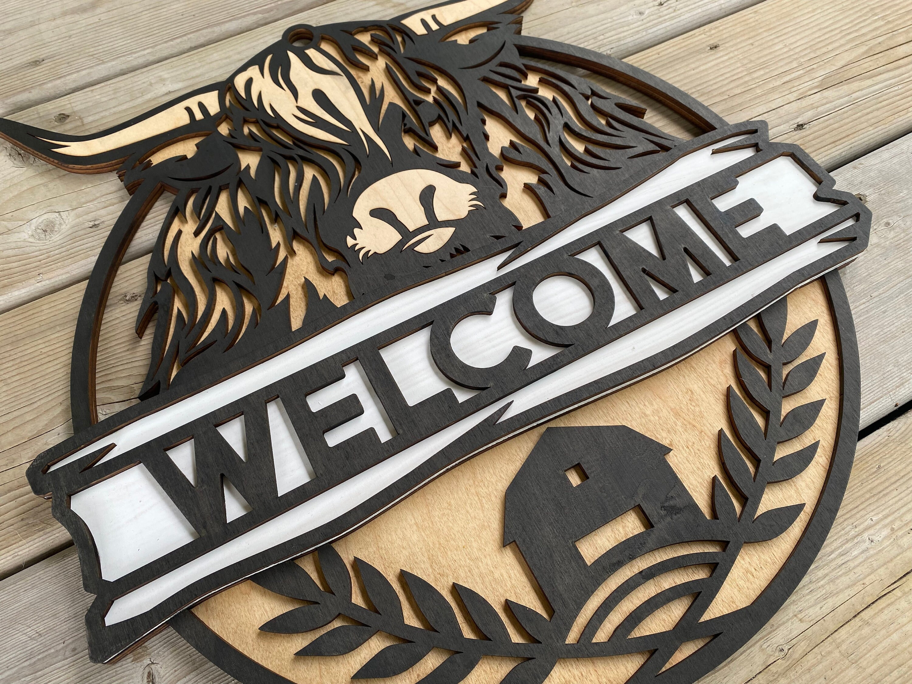 Multi-layer Assemble and Non Assemble Highland Cow Sign - Etsy