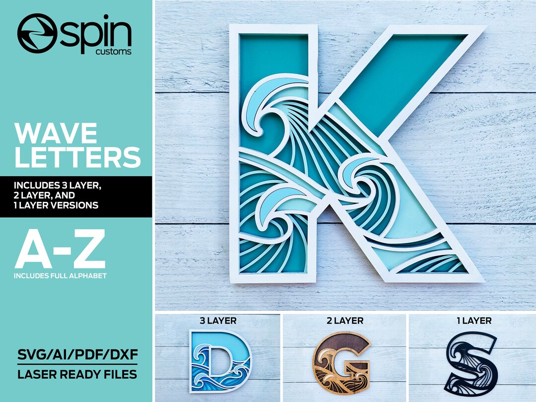 Wave Letters - Options for Different Layers - Laser Cut Files ...