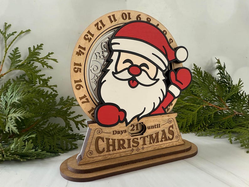 Santa Christmas Countdown Advent Calendar Stand - 2 Variations - Laser ...