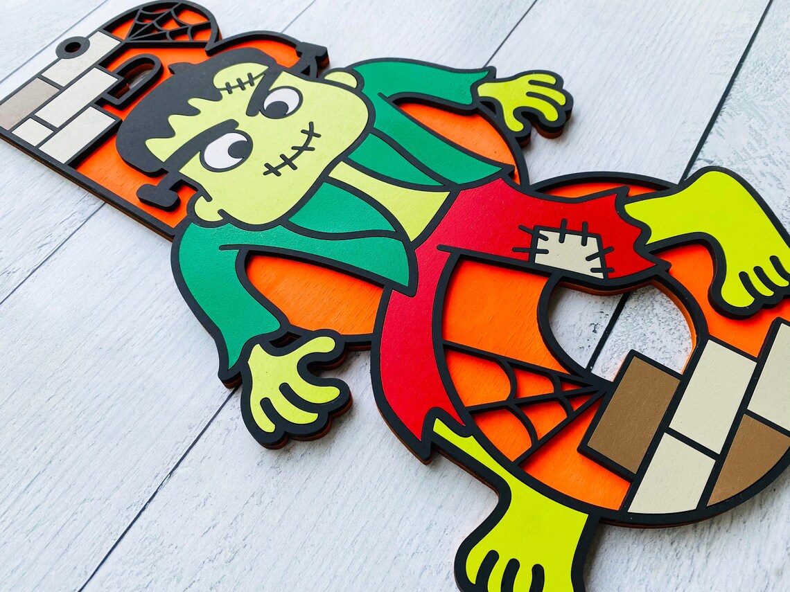 FRANKENSTEIN boo Sign Halloween Laser Ready - Etsy