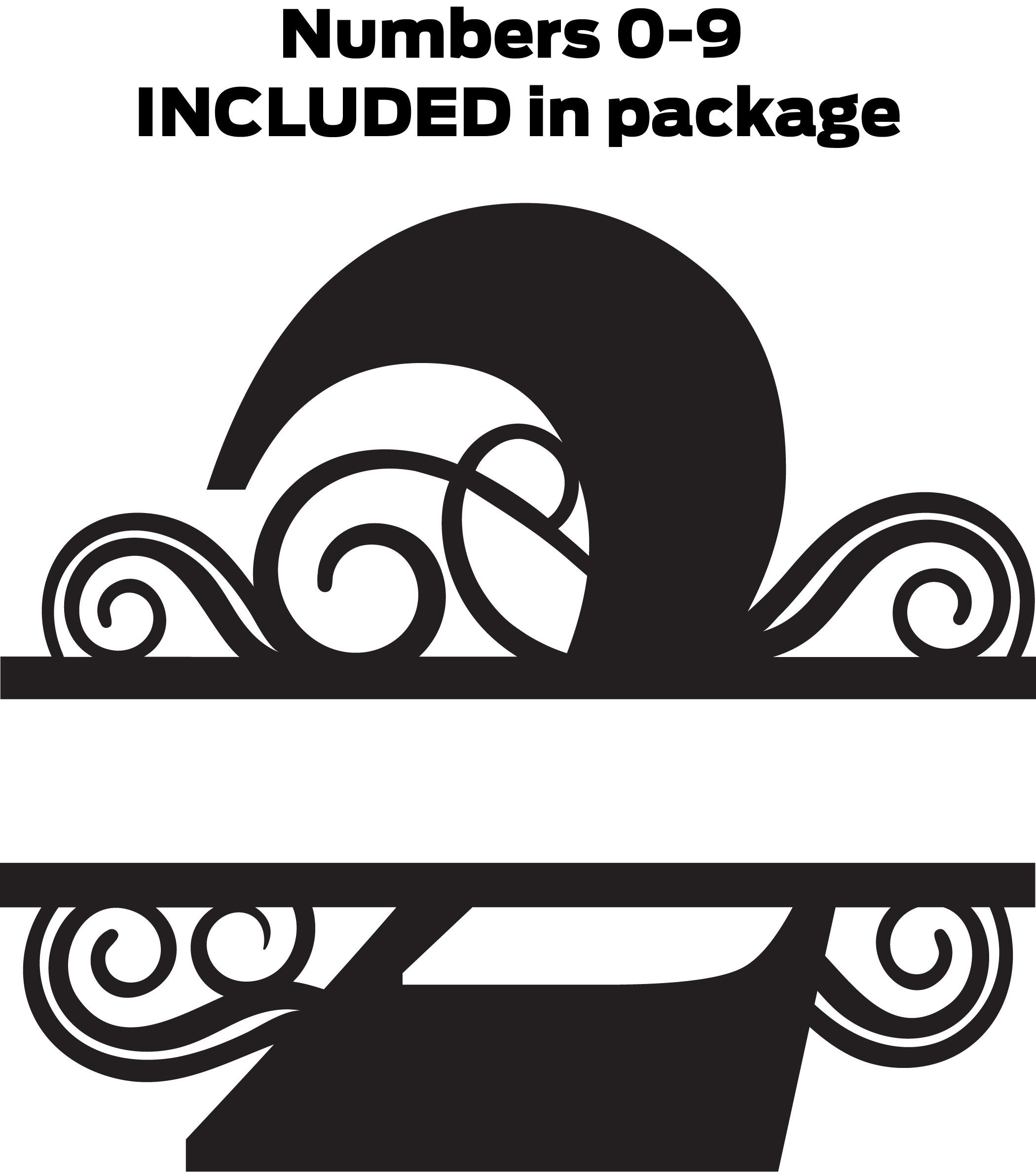 Digital Laser File of Split Letter Swirl Numbers. Glowforge - Cricut - Etsy