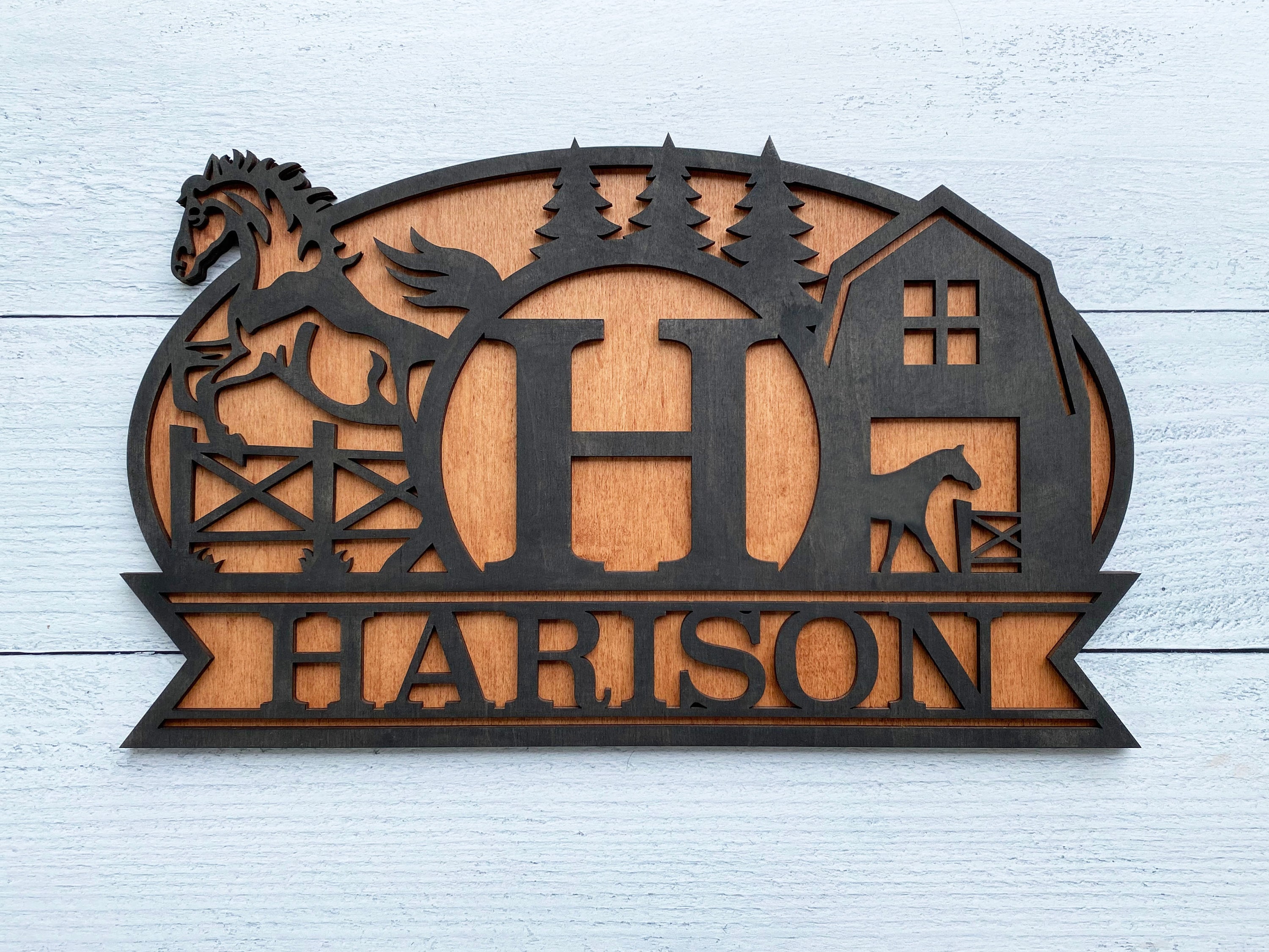 Horse/farm Oval Monogram - Laser Ready Cut Files - Customizable - Etsy