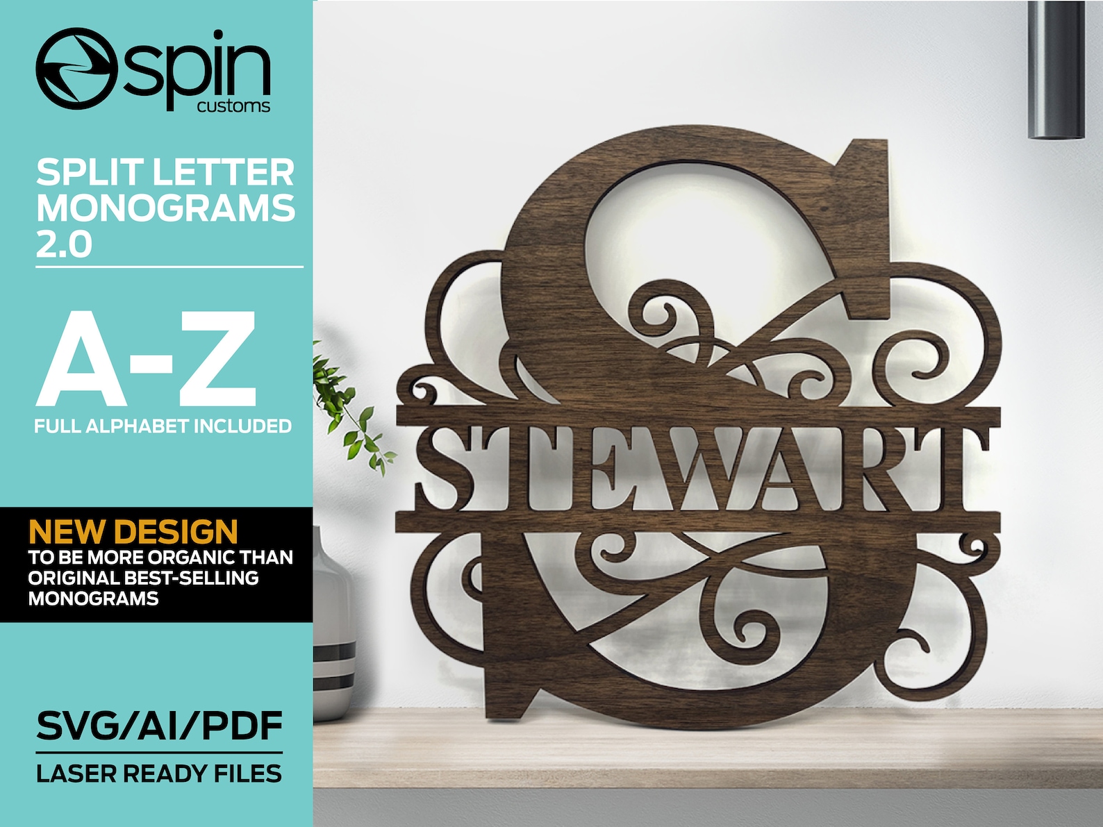 Split Letter Swirl Monogram 2.0 - Etsy
