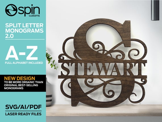 Split Letter Swirl Monogram 2.0 - Etsy