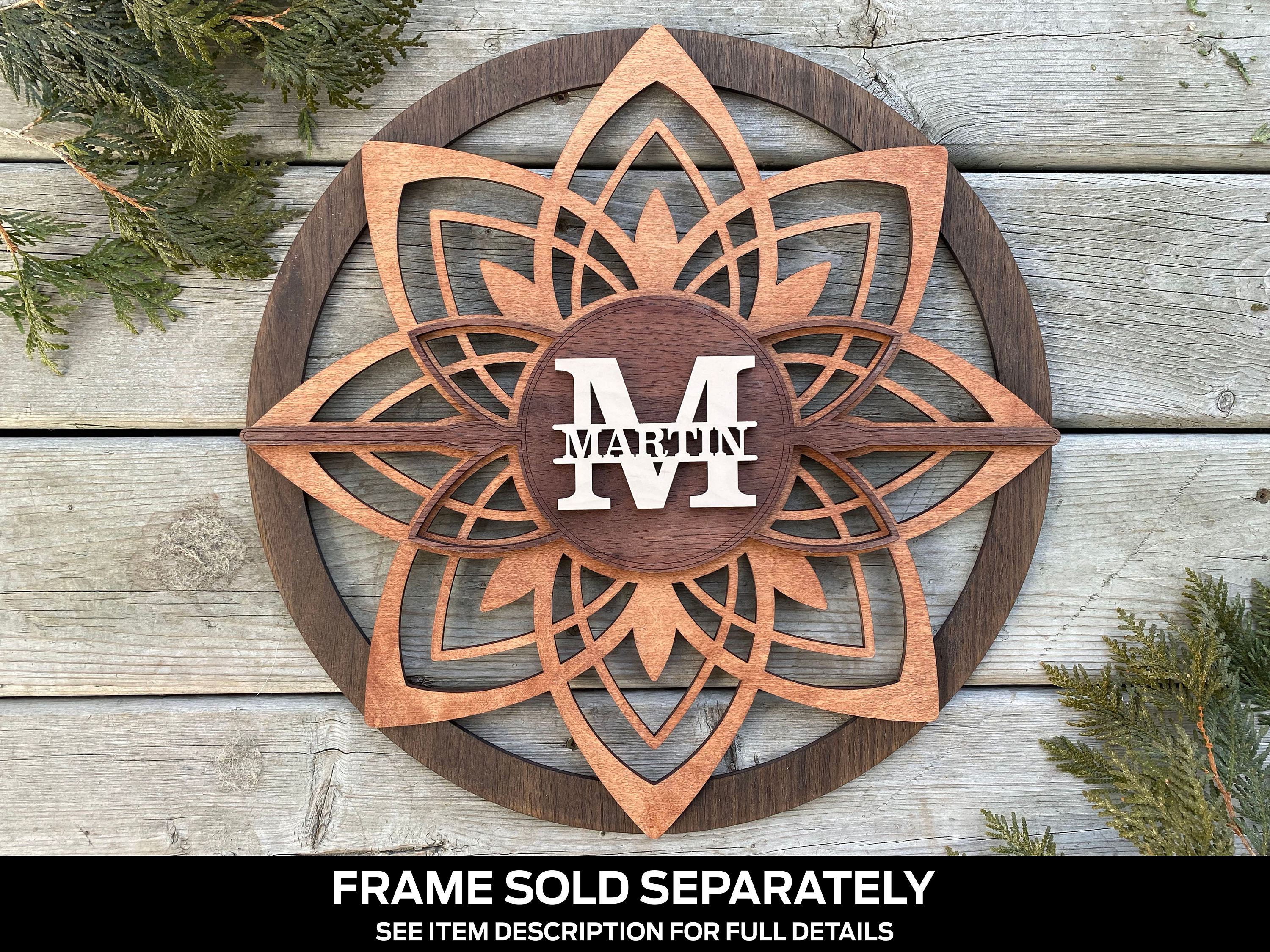 Split Letter Monogram Art for Layered Round Frame Set ADD ON - Etsy