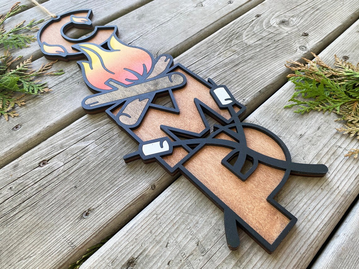 Camping Bonfire Sign - Easy Finish - Laser Cut File - Glowforge and All ...