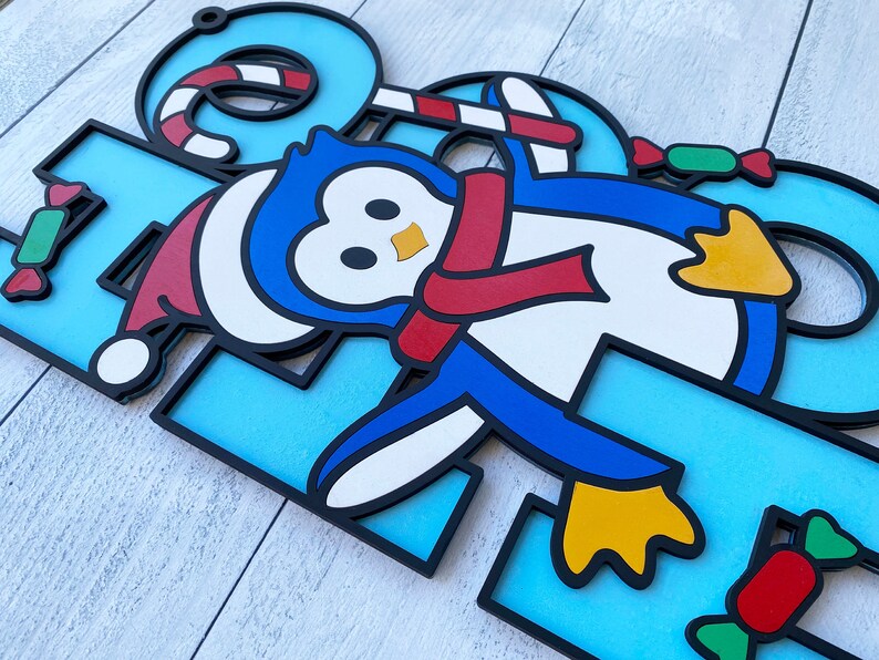 Penguin HO HO HO Sign Christmas Laser Ready File - Etsy