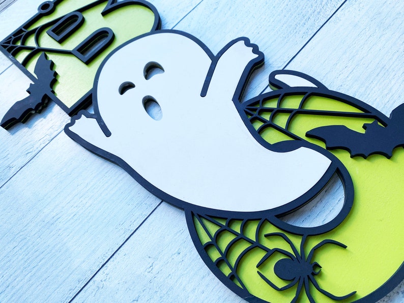 Ghost BOO Sign Halloween Laser Ready File Glowforge and - Etsy
