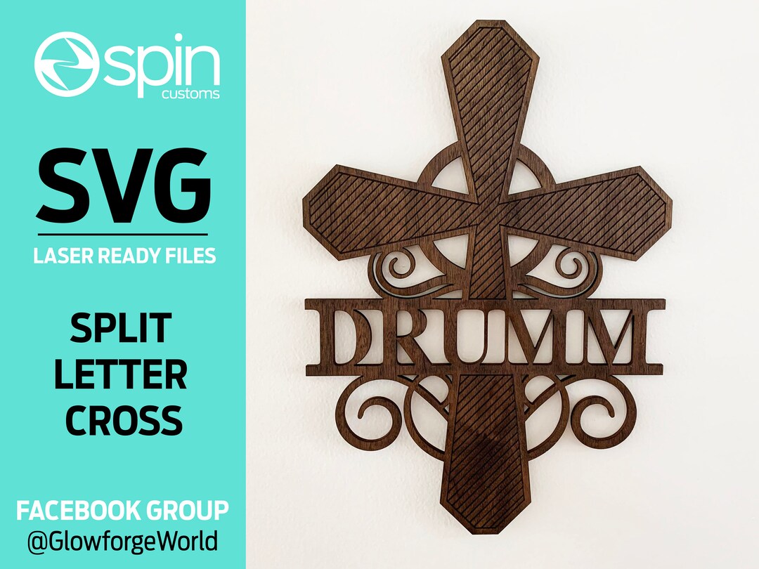Split Letter Cross Monogram - Digital Laser Cut File - SVG - Glowforge ...