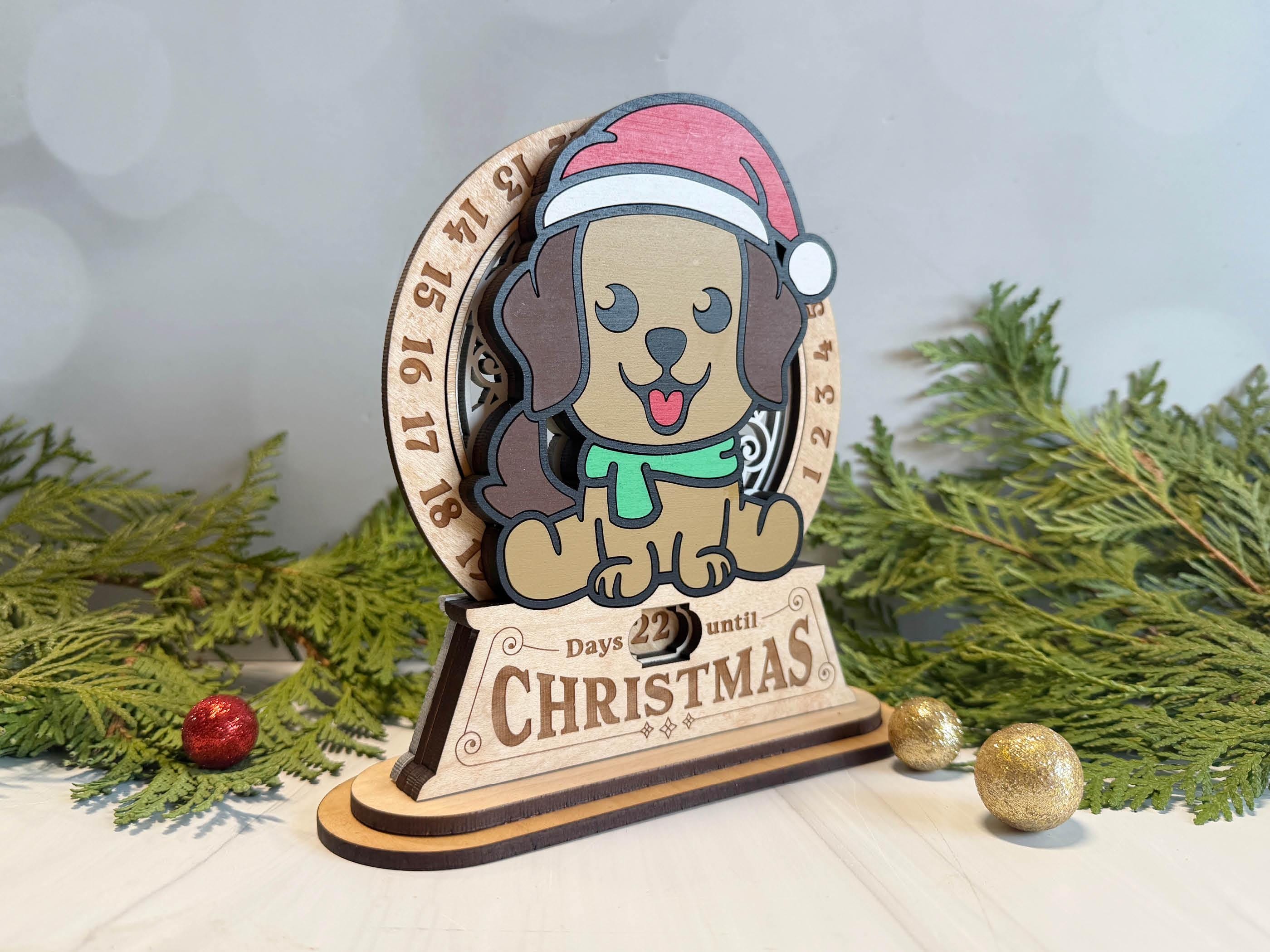Dog Christmas Countdown Advent Calendar Stand - 2 Variations - Laser ...