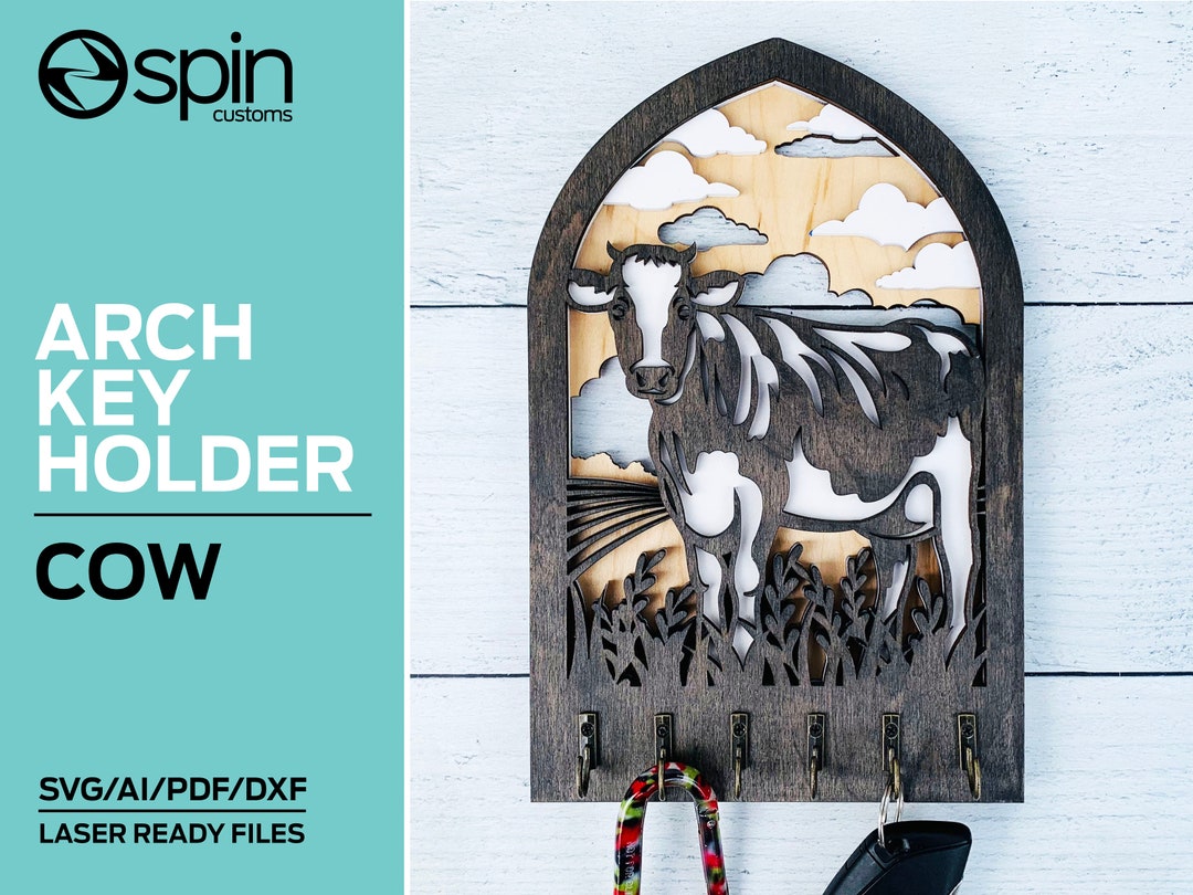 Dairy Cow Arch Key Hanger or Decor Laser Ready File Glowforge and All ...