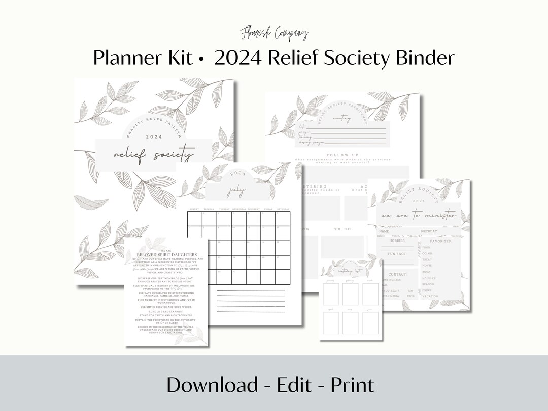 2024 Relief Society Planner, Relief Society Binder, RS Theme, Relief ...