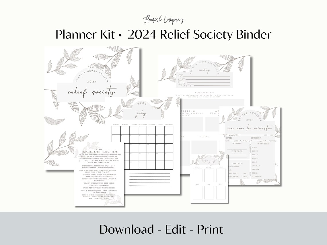 2024 Relief Society Planner, Relief Society Binder, RS Theme, Relief ...