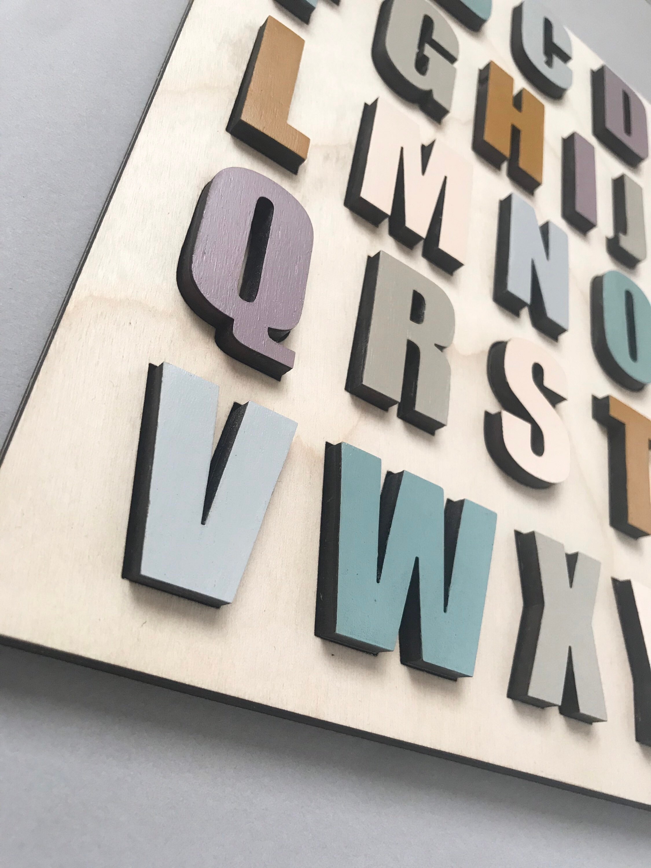 Colorful Wooden Alphabet Puzzle Montessori Learning Modern | Etsy