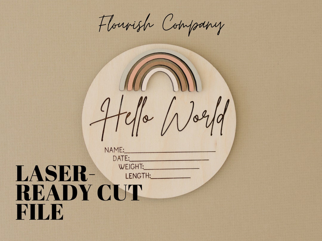 Hello World SVG for Glowforge | Baby Announcement | Instant Digital ...