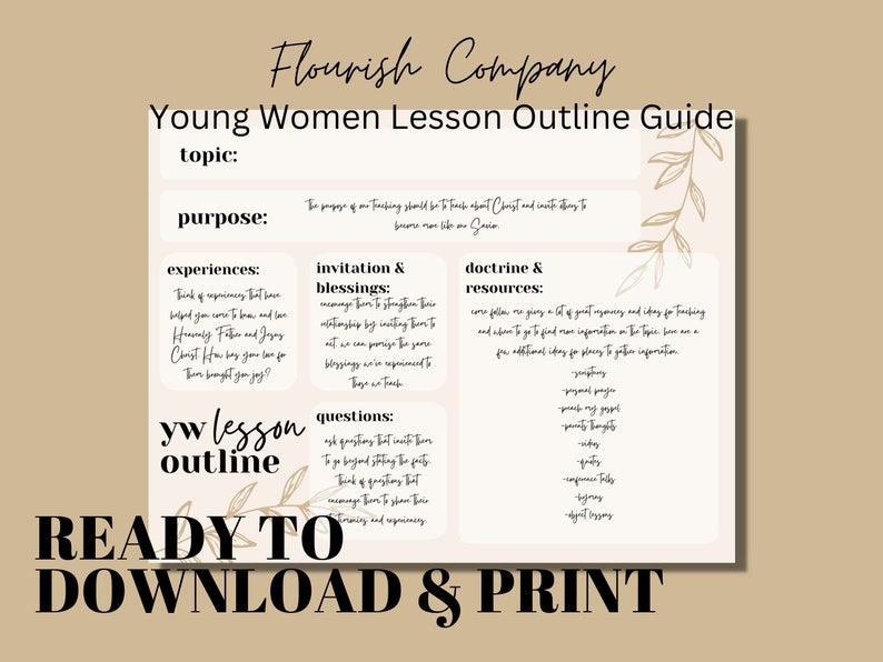 Young Women Lesson Guide LDS Youth Teaching Sample Lesson - Etsy