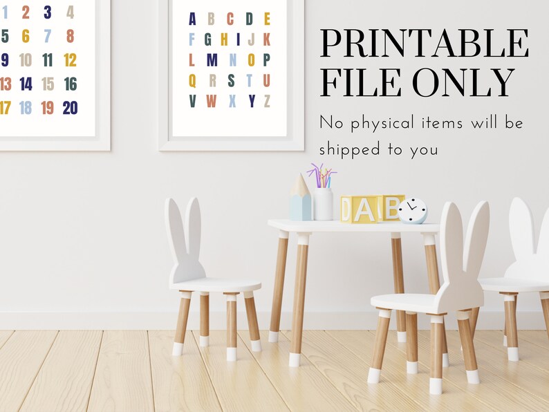 Alphabet and Numbers Poster Playroom Decor Educational - Etsy