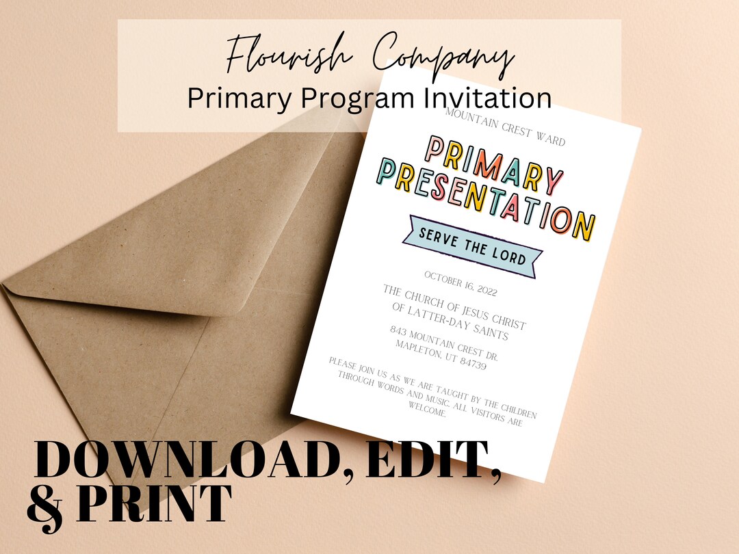 LDS Primary Presentaion, Editable Primary Program, Printable Primary ...
