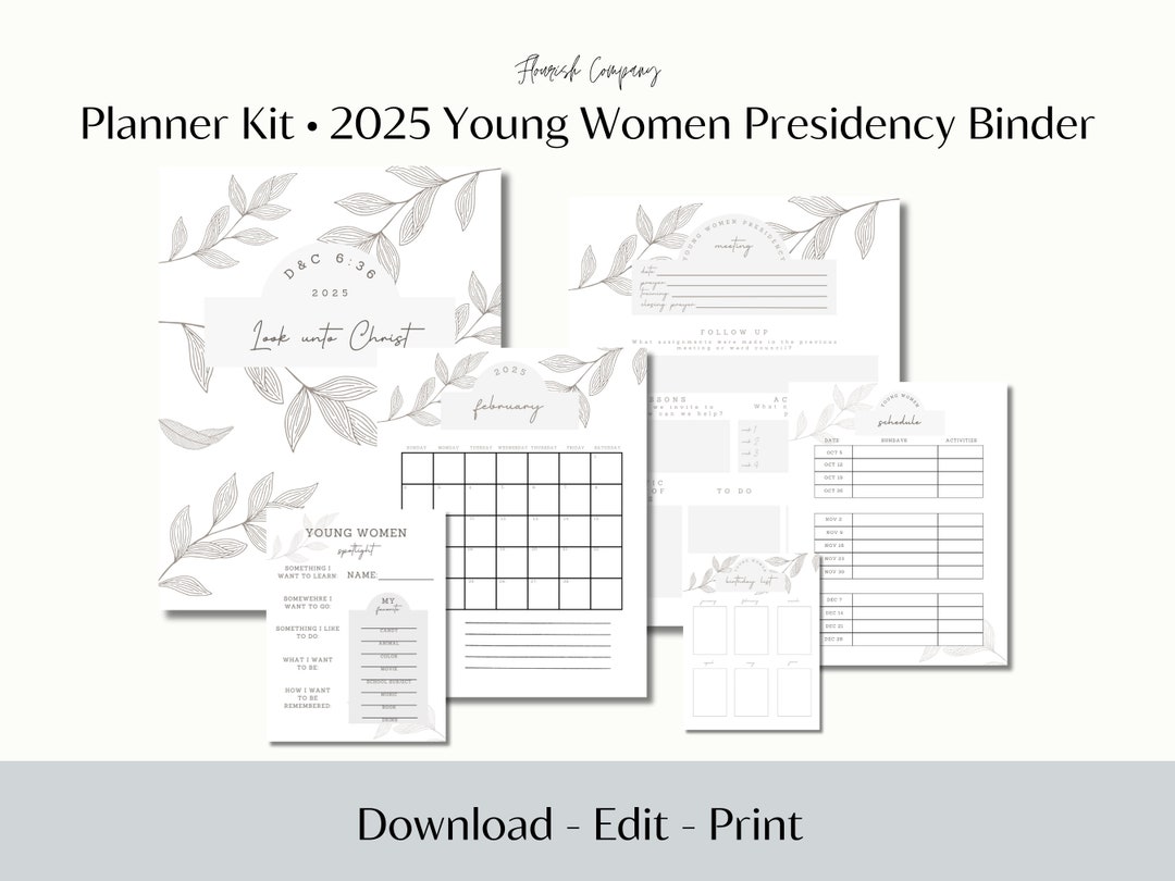 2025 Young Women Planner, Young Women Binder, LDS Youth Theme, Look ...