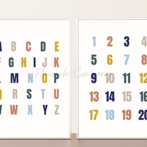 Alphabet and Numbers Poster, Playroom Decor, Educational Posters, Kids ...