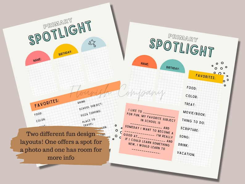 LDS Primary Spotlight Sheet, Printable Primary Kit, Latter Day Saint ...