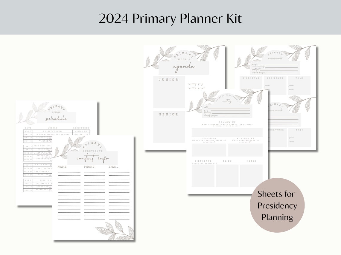 LDS 2024 Primary Planner, Fully Editable Primary Planner, Printable ...