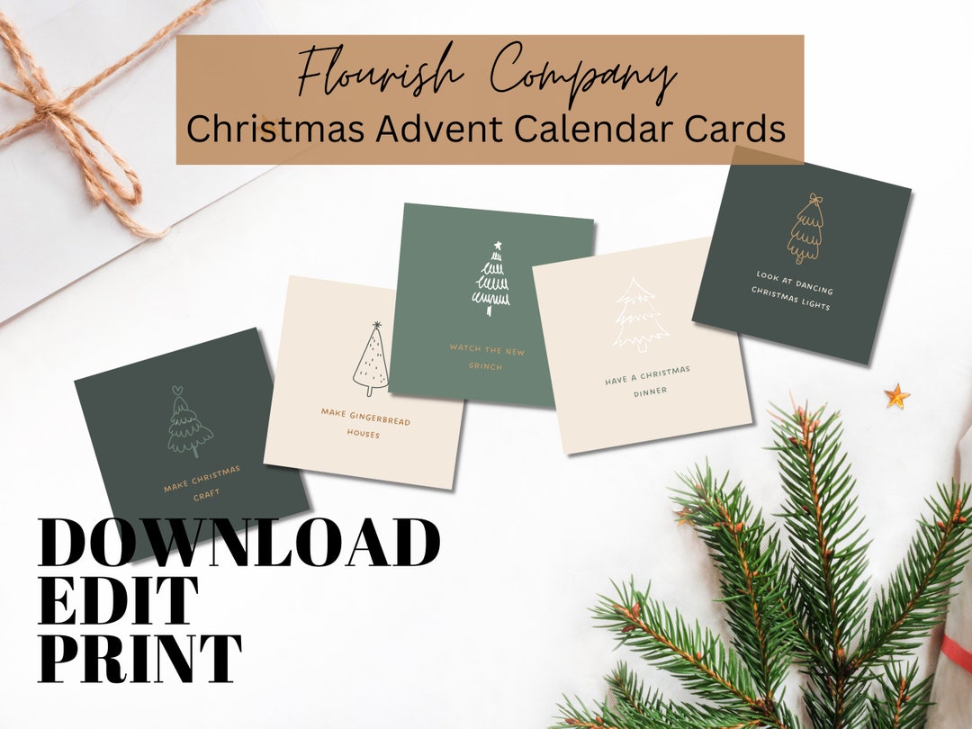 Christmas Advent Card Set , Christmas Activites, Editable Advent ...