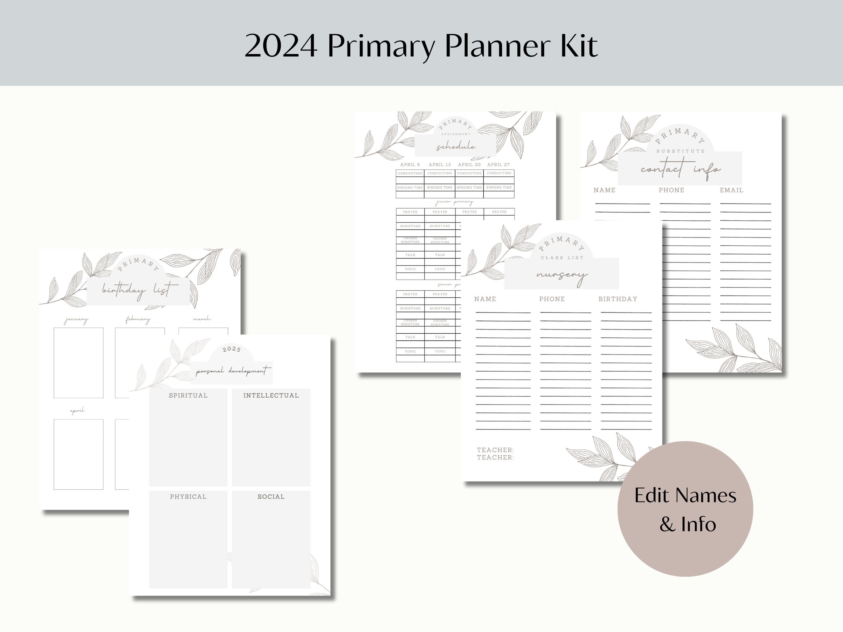 LDS 2025 Primary Planner, Fully Editable Primary Planner, Printable ...