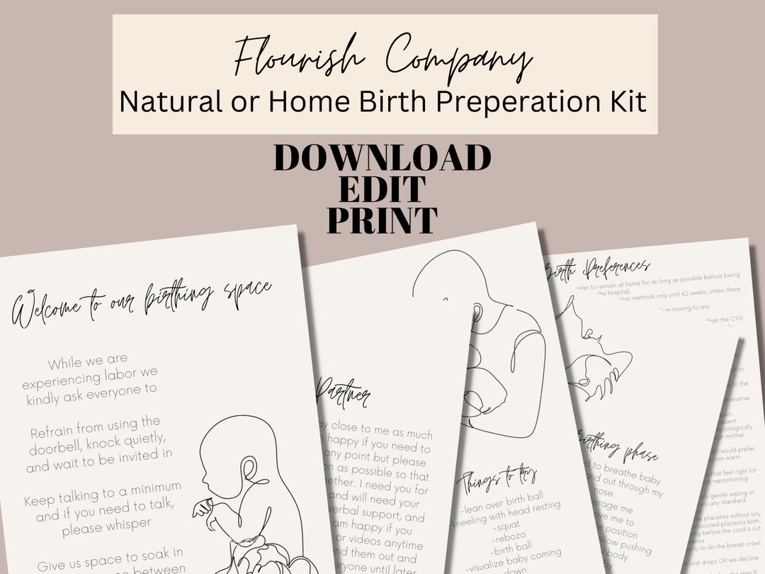 Birth Prep Kit | Downloadable Birth Plan | Printable Natural Birth Kit ...