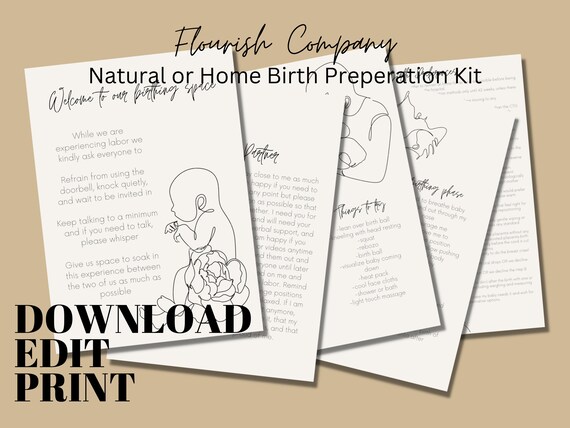 Birth Prep Kit Downloadable Birth Plan Printable Natural - Etsy