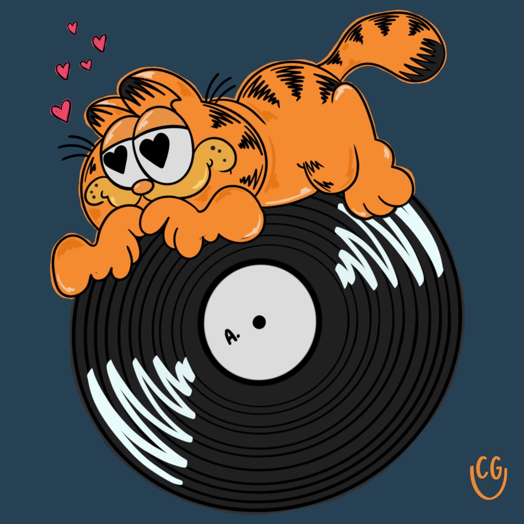 Garfield Loves Vinyl Print - Etsy