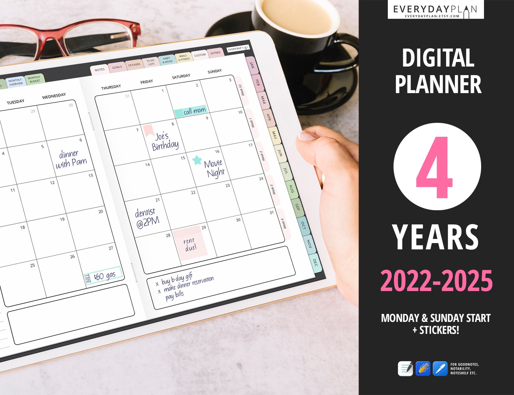 Paper & Party Supplies 2021 Vertical Dated Digital GoodNotes Planner ...