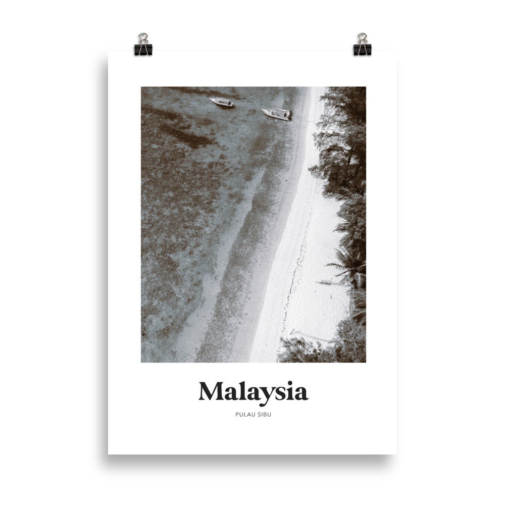 Black and White Malaysia Beach Print, Island Print, Beach Poster ...